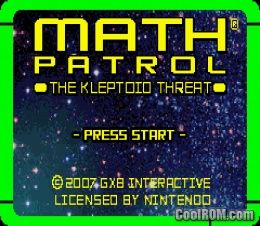 Math Patrol - The Kleptoid Threat ROM Download for Gameboy Advance ...