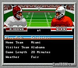 Bill Walsh College Football ROM Download for Sega Genesis - CoolROM.com
